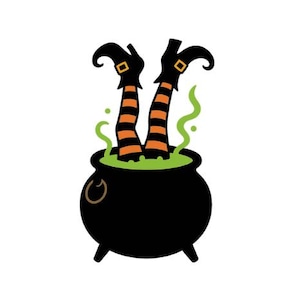 Witch in Cauldron Embroidery Design: Halloween Machine Embroidery (5 ...