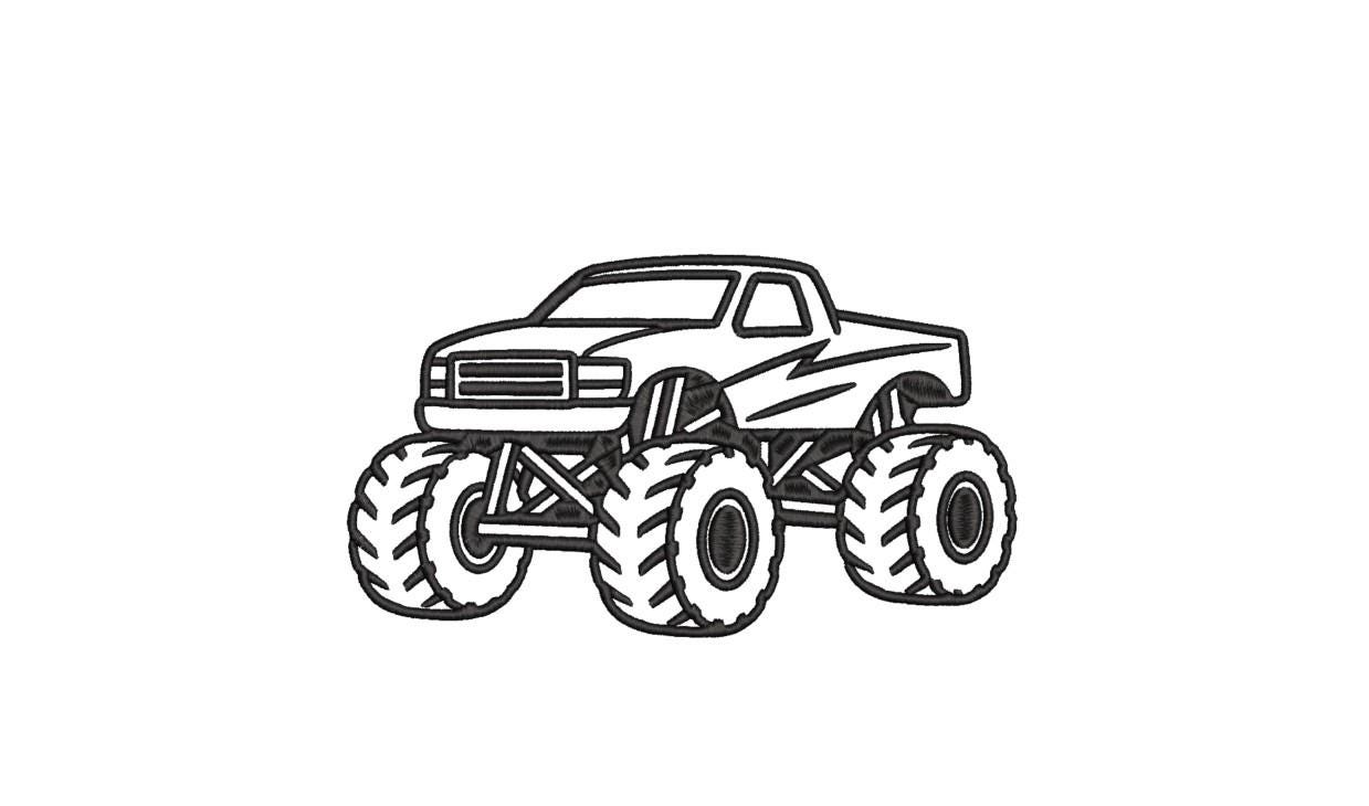 Monster Truck Outline Machine Embroidery File Download | 12 Sizes ...