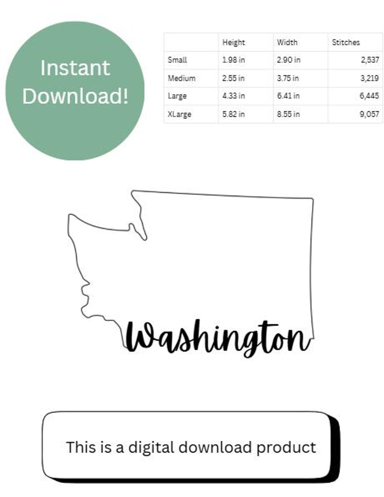 State Name | Washington Outline| Machine Embroidery File Download ...
