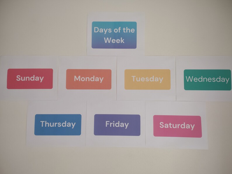 Days of the Week Printable | Teacher Wall Decor | Daycare Learning ...