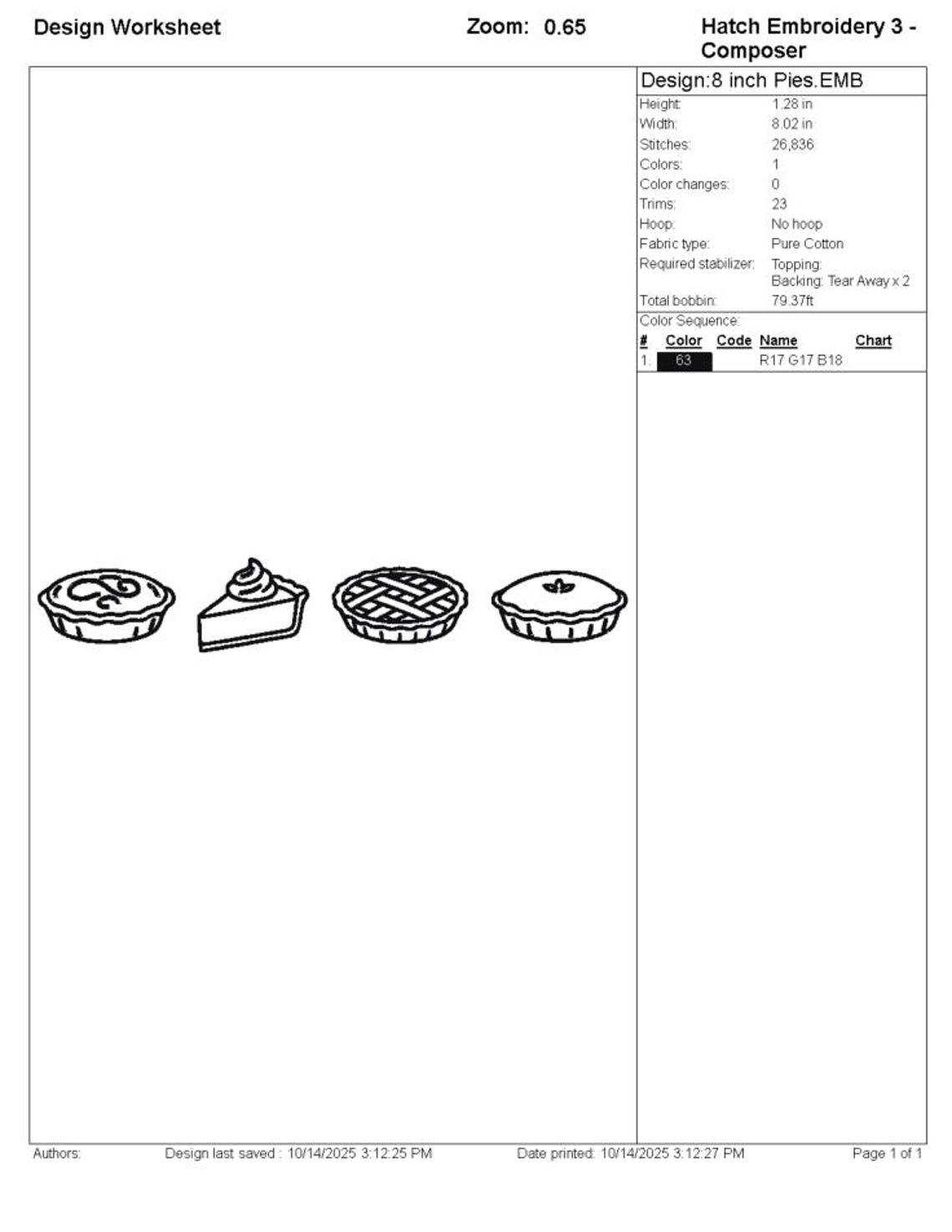 Pie Outline Embroidery Design | Thanksgiving Pies | Machine Embroidery ...