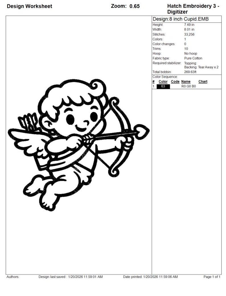 Cupid Outline Machine Embroidery File Download | 9 Sizes - Etsy