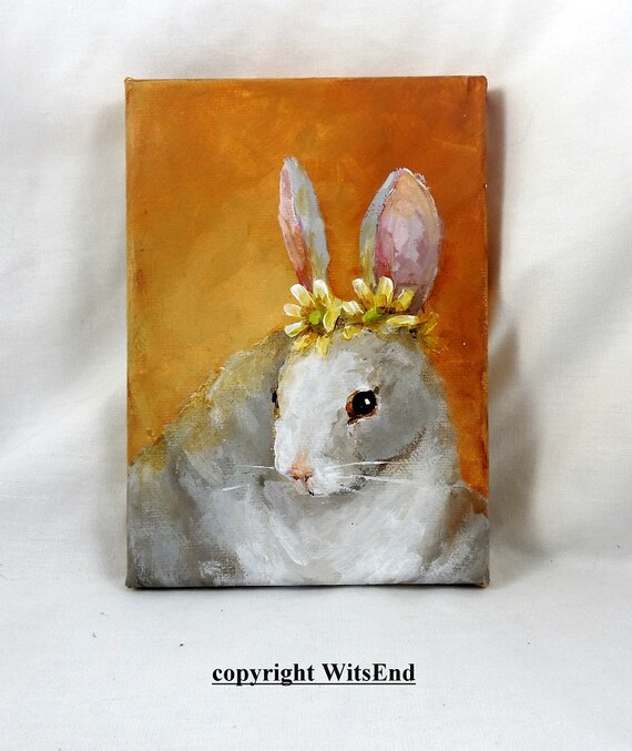 Bunny Rabbit painting original art A Portrait Of Sunny | Etsy