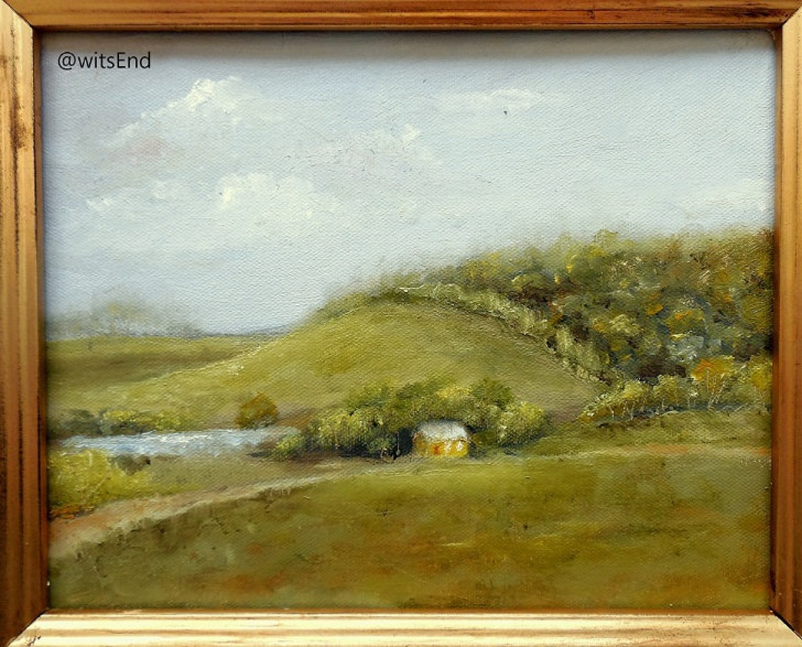 Backroads Landscape Painting Original Ooak Art Vintage Frame | Etsy