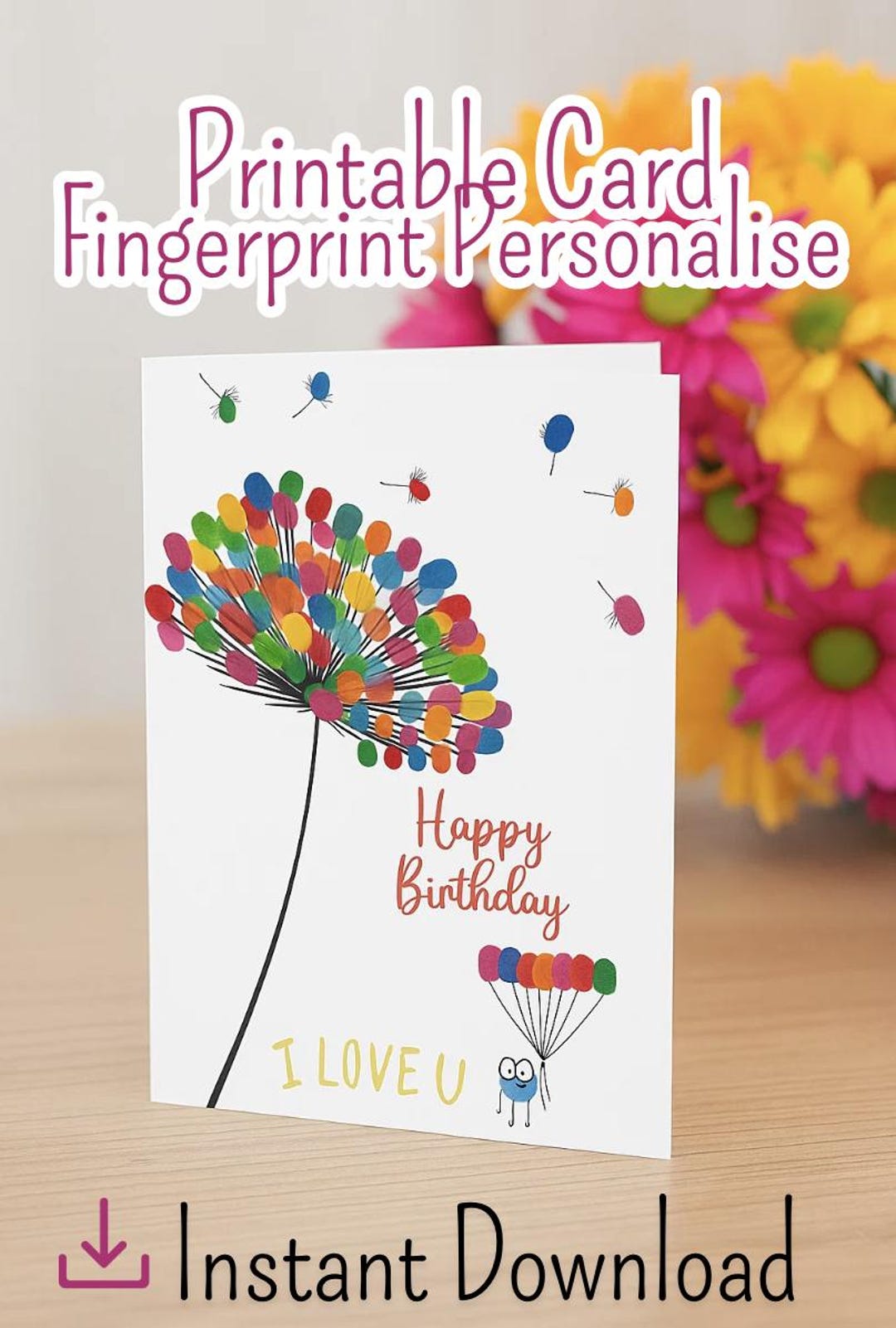 Printable Fingerprint Birthday Card | DIY I Love You Card for Kids ...