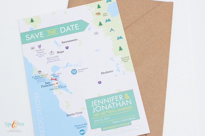 Save the Date Map Custom Illustrated Itinerary Wedding | Etsy