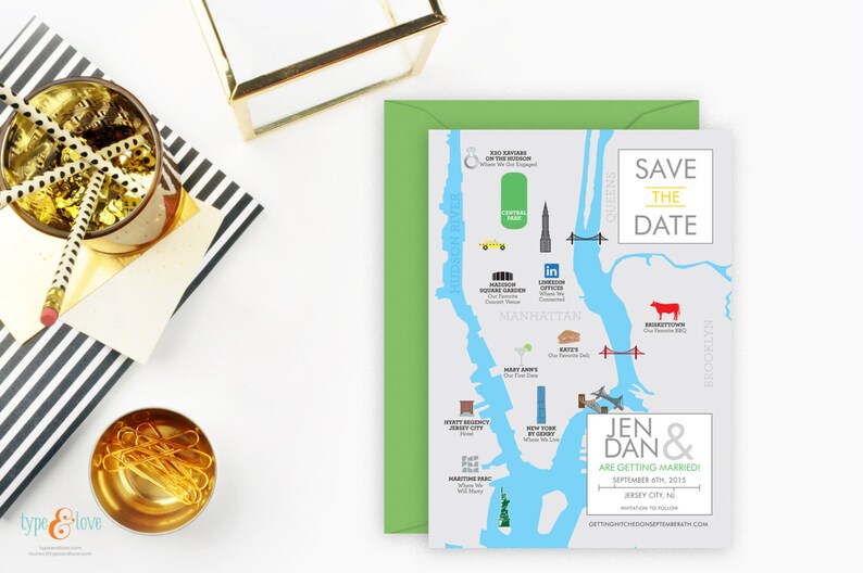 Save the Date Map Custom Illustrated Itinerary Wedding | Etsy