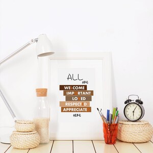 Diversity Inclusion Classroom Decor All Are Welcome Inspirational Wall ...