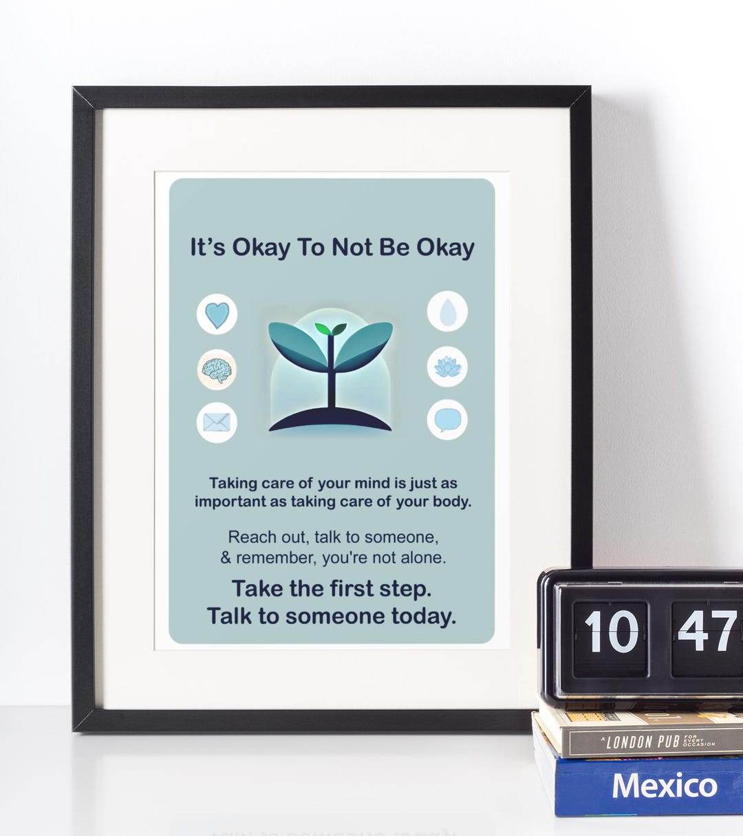 Mental Health Awareness Poster Motivational Wall Art It's Okay to Not ...