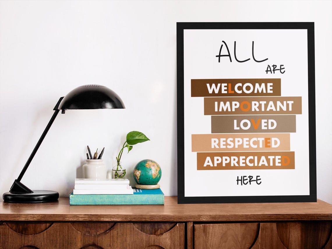 Diversity Inclusion Classroom Decor All Are Welcome Inspirational Wall ...