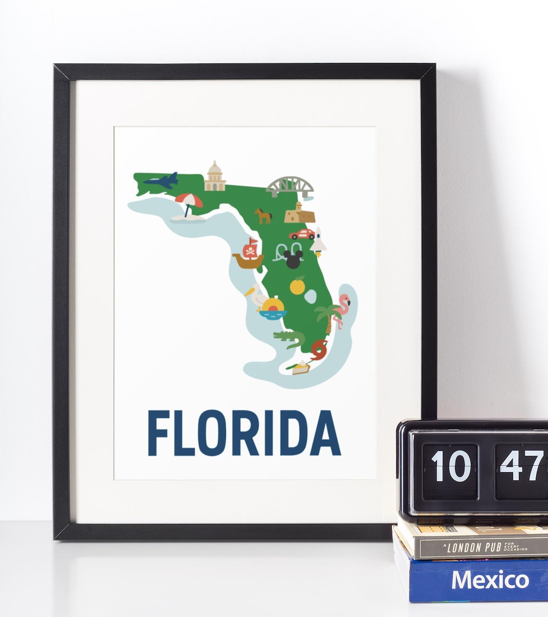 Florida Digital Art Print Colorful State Map Poster Travel Wall Decor ...