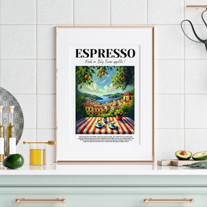 Coffee Poster, Italian Espresso Print, Kitchen Decor, Retro Coffee Art ...