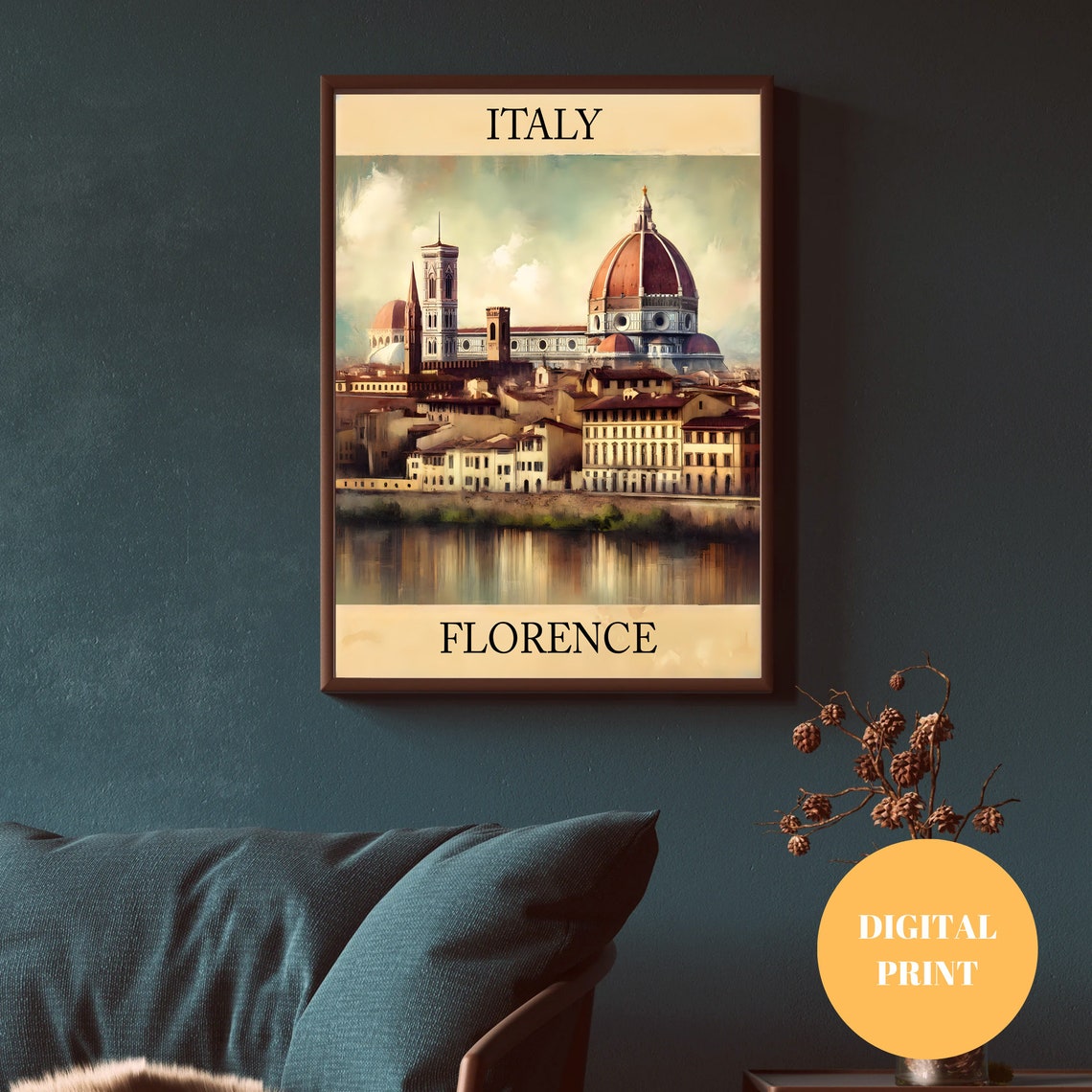Vintage Florence Italy Travel Poster - Duomo Cathedral Art Print - Etsy