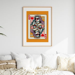 Pop Art Queen of Hearts Poster, Lucky You Wall Art, Dopamine Wall Decor ...