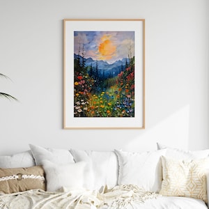 Wildflower Sunset Digital Download, Vibrant Mountain Meadow Printable ...