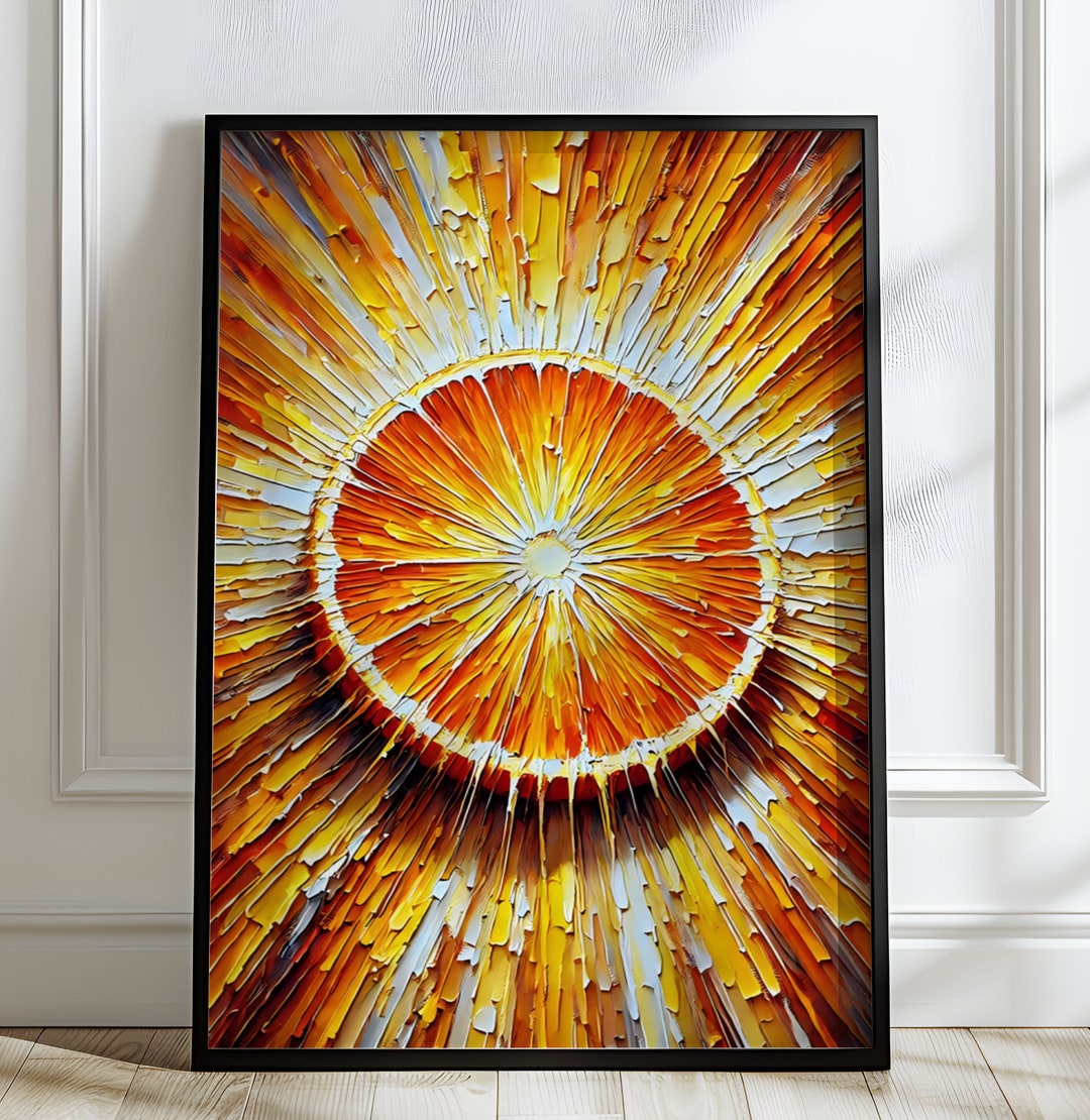 Abstract Orange Burst Oil Painting Poster - Fusion of Sun and Orange ...