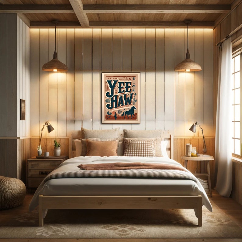 Yee Haw Typography Art Print, Cowboy Theme, Western Wall Art - Etsy