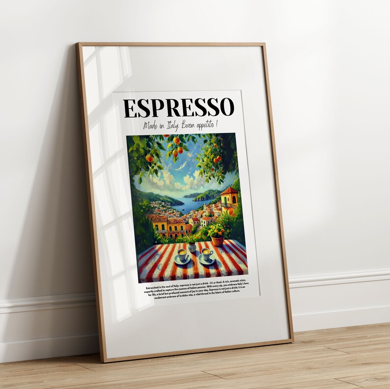 Coffee Poster, Italian Espresso Print, Kitchen Decor, Retro Coffee Art ...