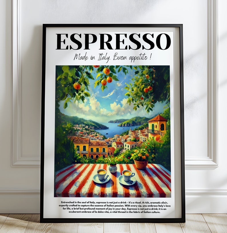 Coffee Poster, Italian Espresso Print, Kitchen Decor, Retro Coffee Art ...