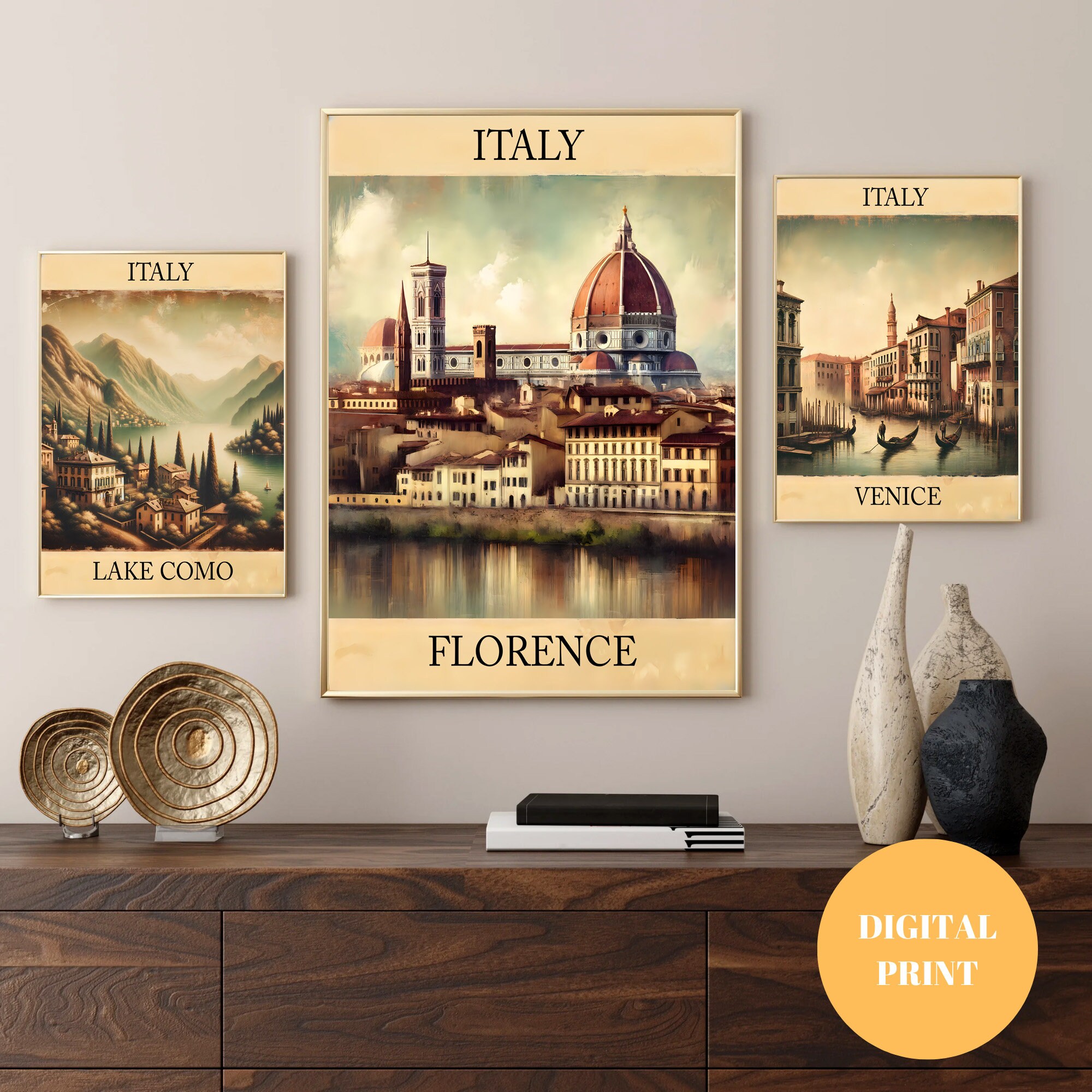 Vintage Florence Italy Travel Poster - Duomo Cathedral Art Print - Etsy
