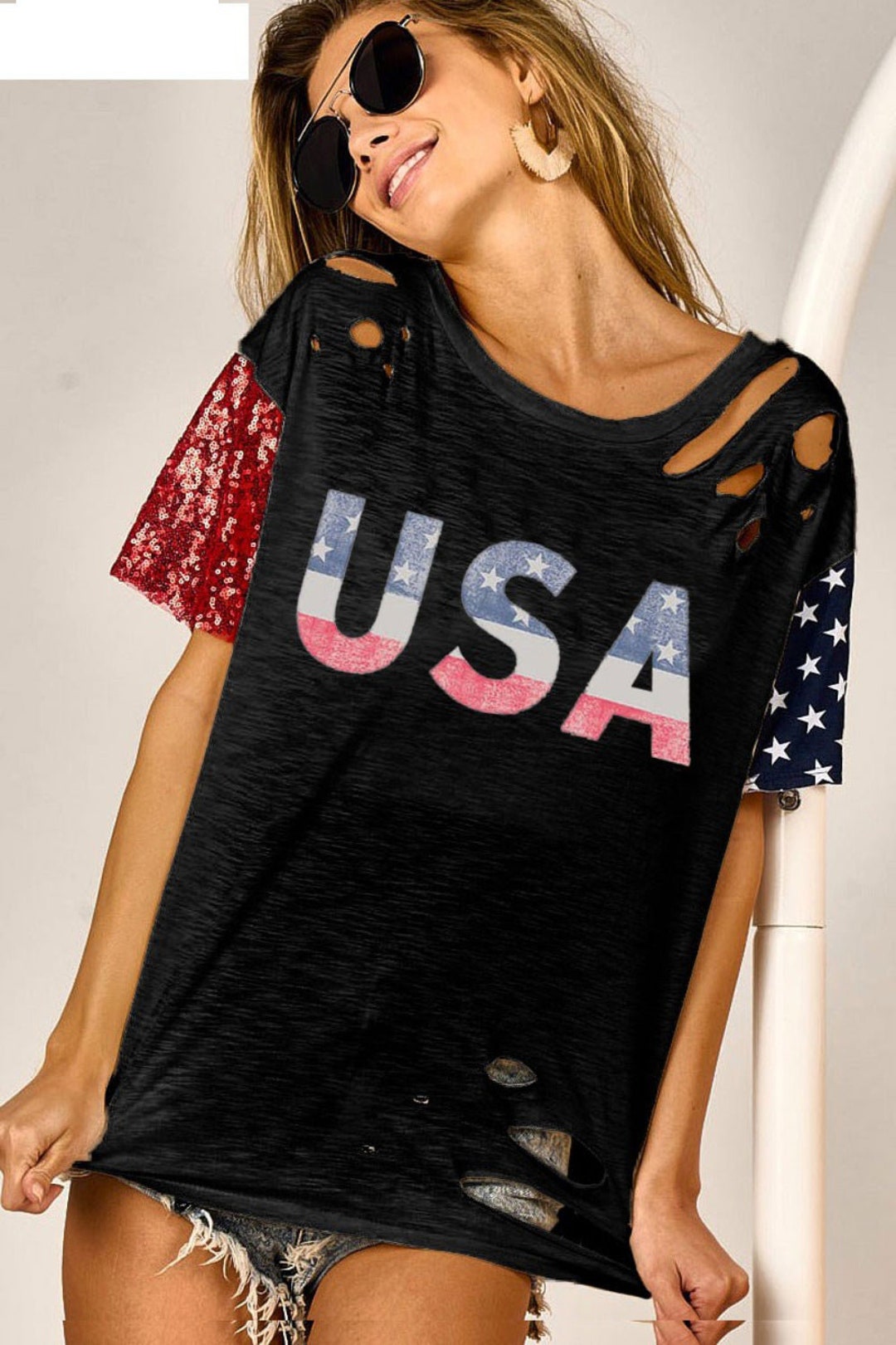 Bibi USA Graphic Short Sleeve Distressed T-shirt - Etsy
