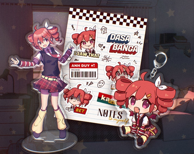 Kasane Teto/重音テト Merchandise Set (keychain, Standee, Sticker Sheet) - Etsy