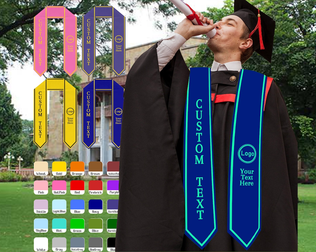 Custom Graduation Stoles, Personalized Photo Logo Graduation Stole, Customized Logo Sashes ...