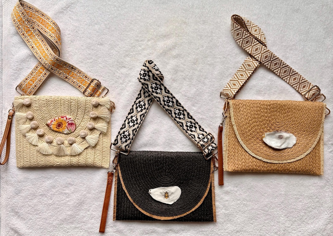 Rattan Oyster Shell Purse - Choose Your Style and Strap - Handmade With ...