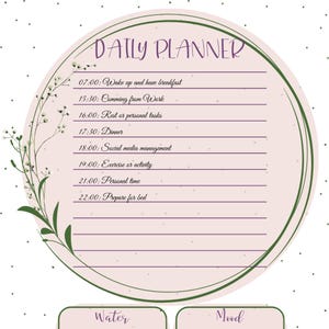 Floral Daily Planner Mood Tracker & Water Intake Log Printable PDF - Etsy