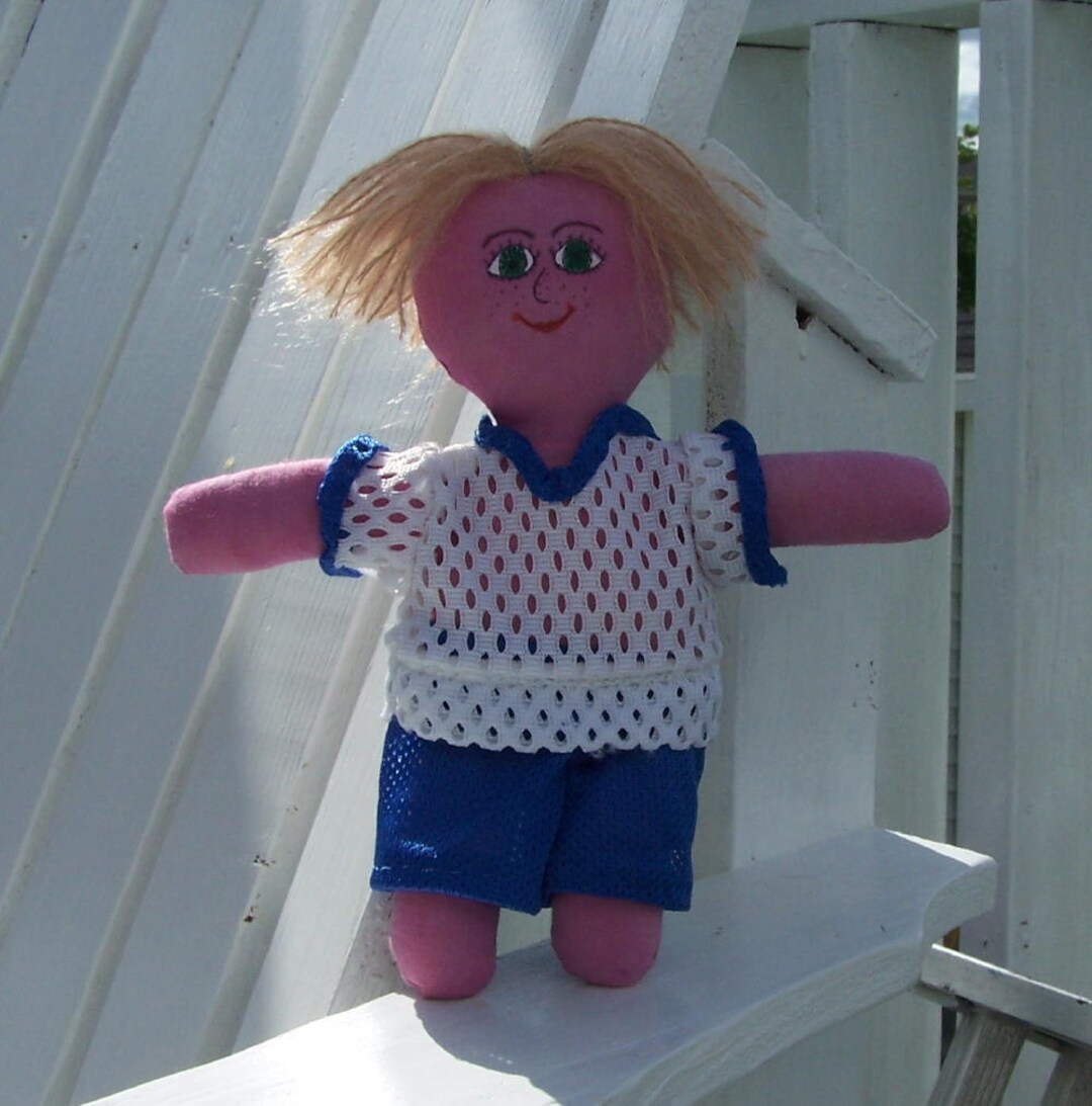 Colorful Boy Rag Doll With Blond Hair and Green Eyes - Etsy