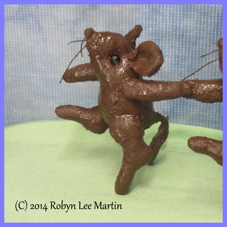 Primitive, Soft Sculpture Dancing Mice, Faux Chocolate Mice - Etsy