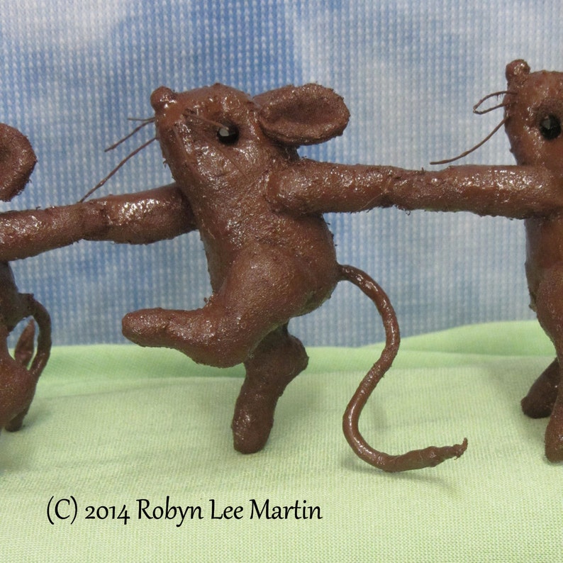 Primitive, Soft Sculpture Dancing Mice, Faux Chocolate Mice - Etsy