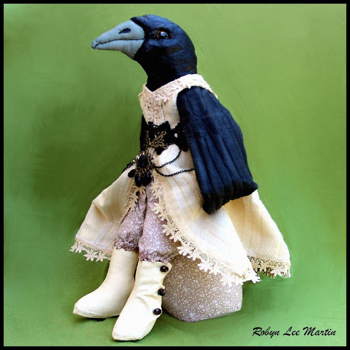 Fabric OOAK Bird, Crow, Raven Stump Doll - Etsy