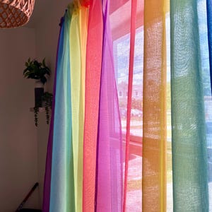 Colorful Rainbow Sheer Curtains for Kitchen, Dining Room, Kids Room ...