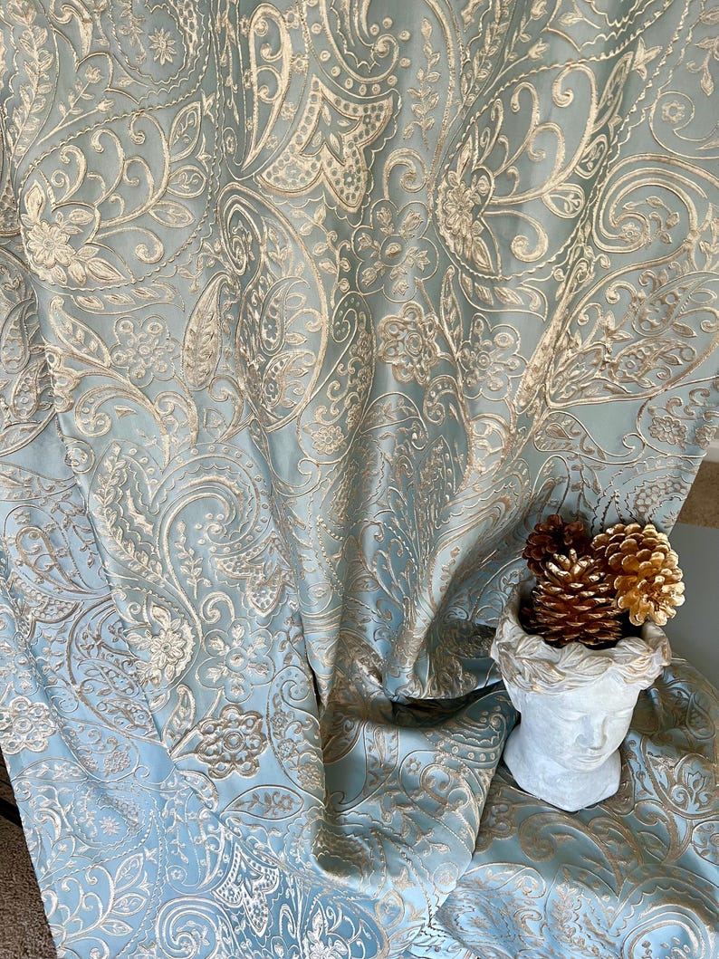 Baroque Luxury Blue Green Turquoise Boho Curtains for Living Room or ...