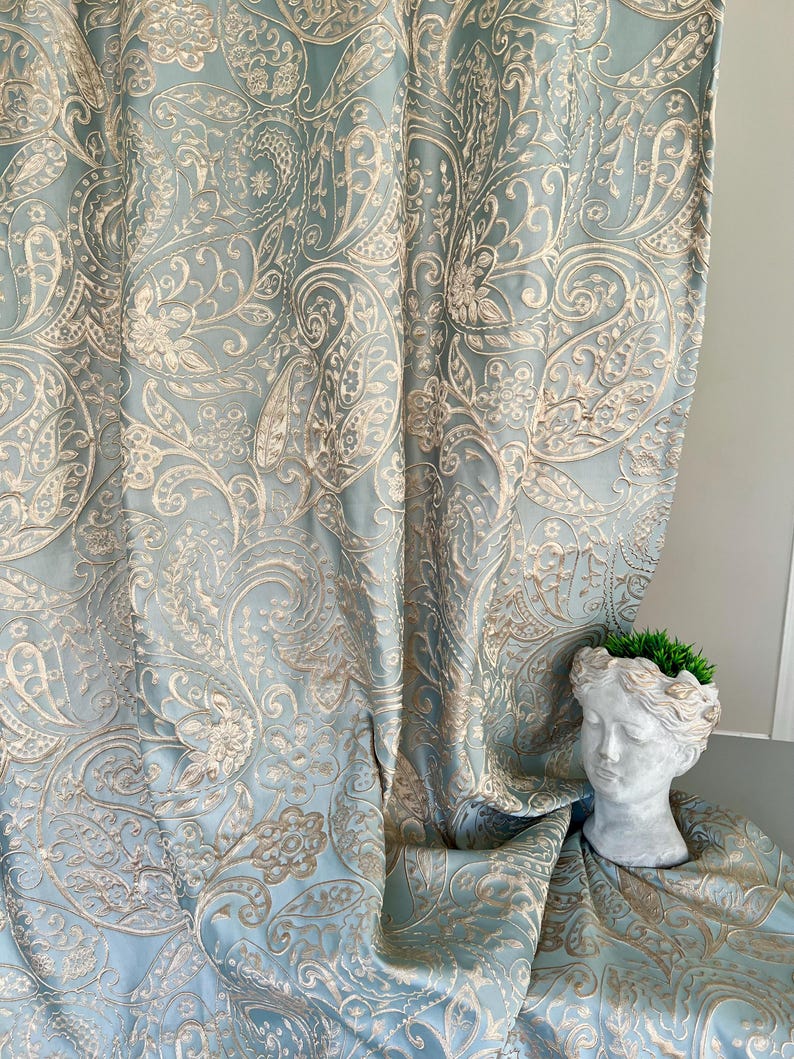 Baroque Luxury Blue Green Turquoise Boho Curtains for Living Room or ...