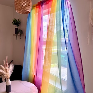Colorful Rainbow Sheer Curtains for Kitchen, Dining Room, Kids Room ...