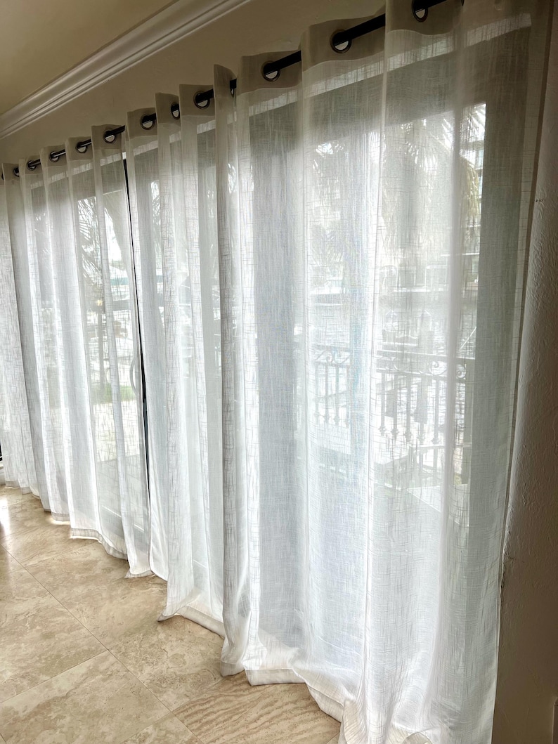 Modern White Linen Tulle, Sheer Curtains for Kitchen or Dining, High ...