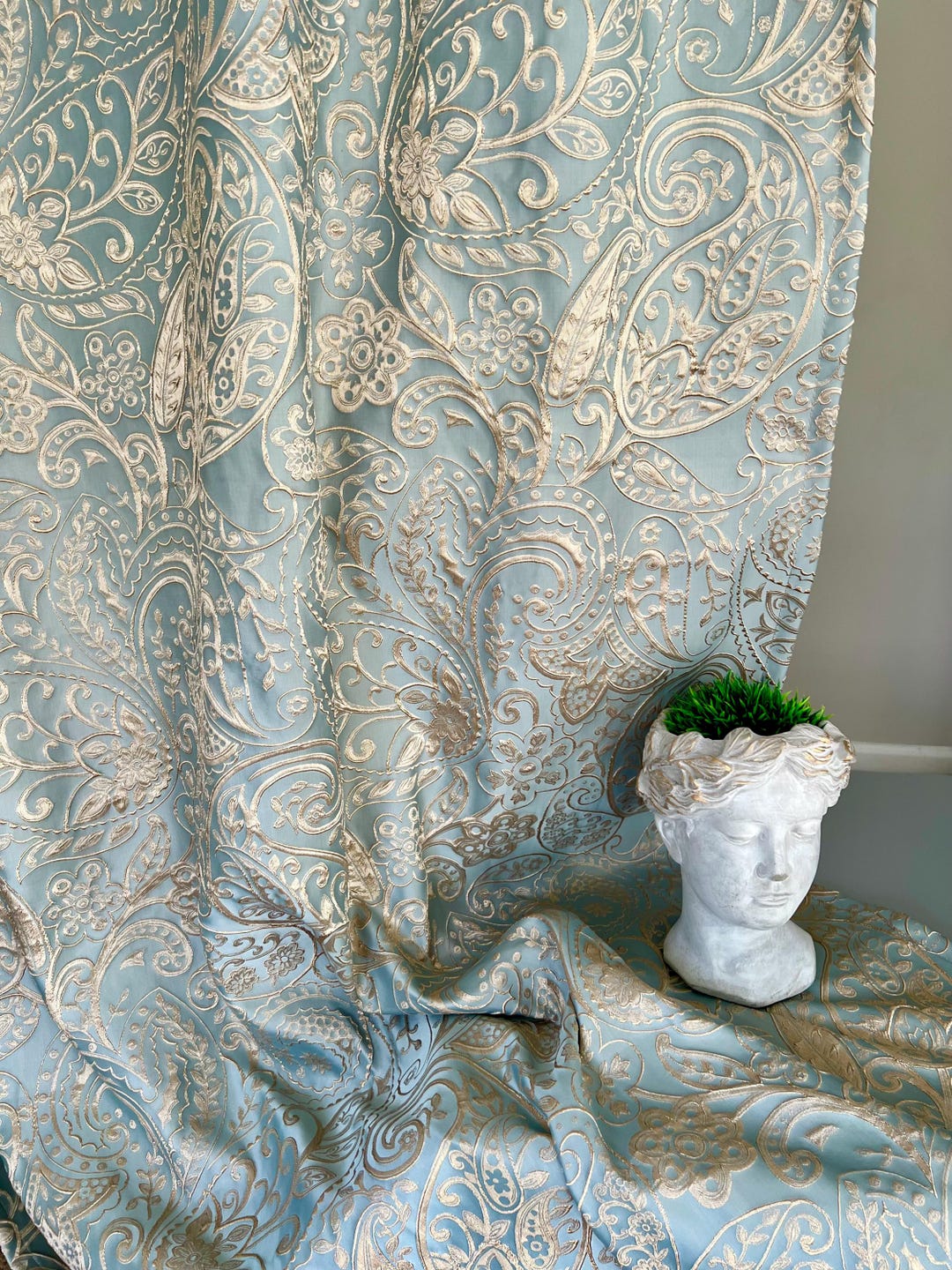 Baroque Luxury Blue Green Turquoise Boho Curtains for Living Room or ...