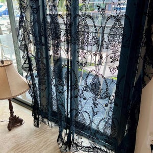 Black Lace Sheer Romantic Window Drape, Gothic Victorian Tulle Curtains ...