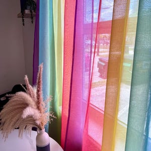 Colorful Rainbow Sheer Curtains for Kitchen, Dining Room, Kids Room ...