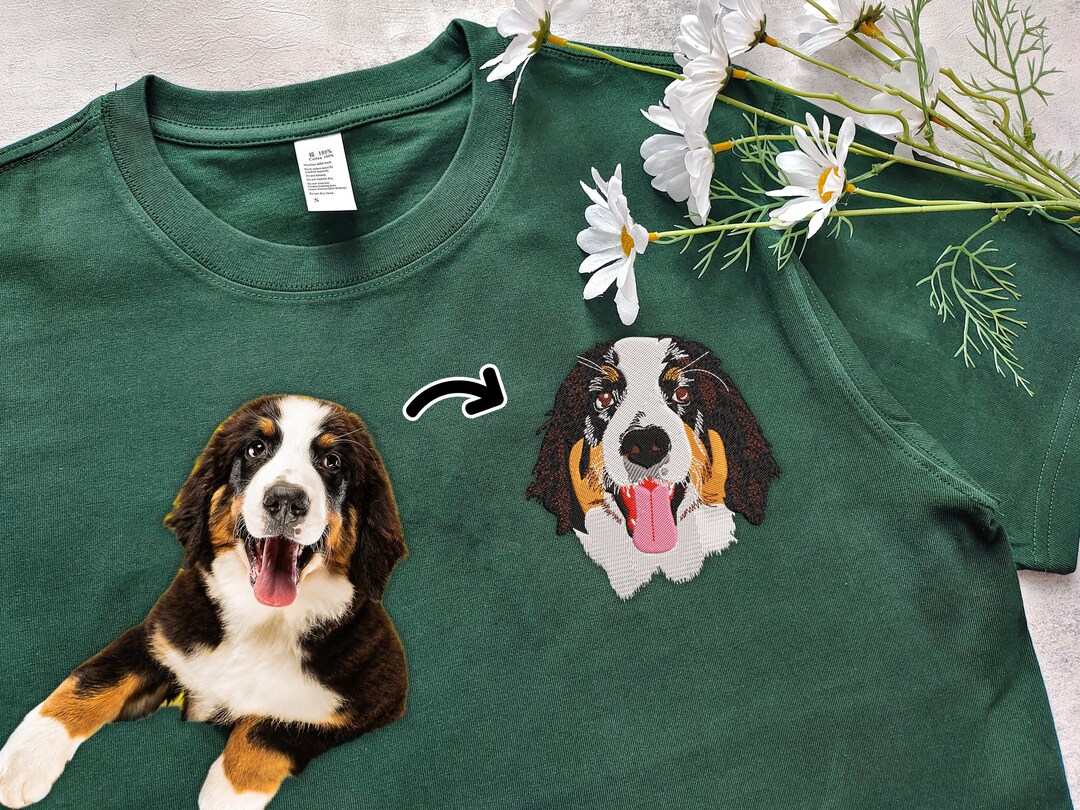 Custom Dog Face Embroidered Sweatshirt, Pet Photo Embroidered Hoodie ...