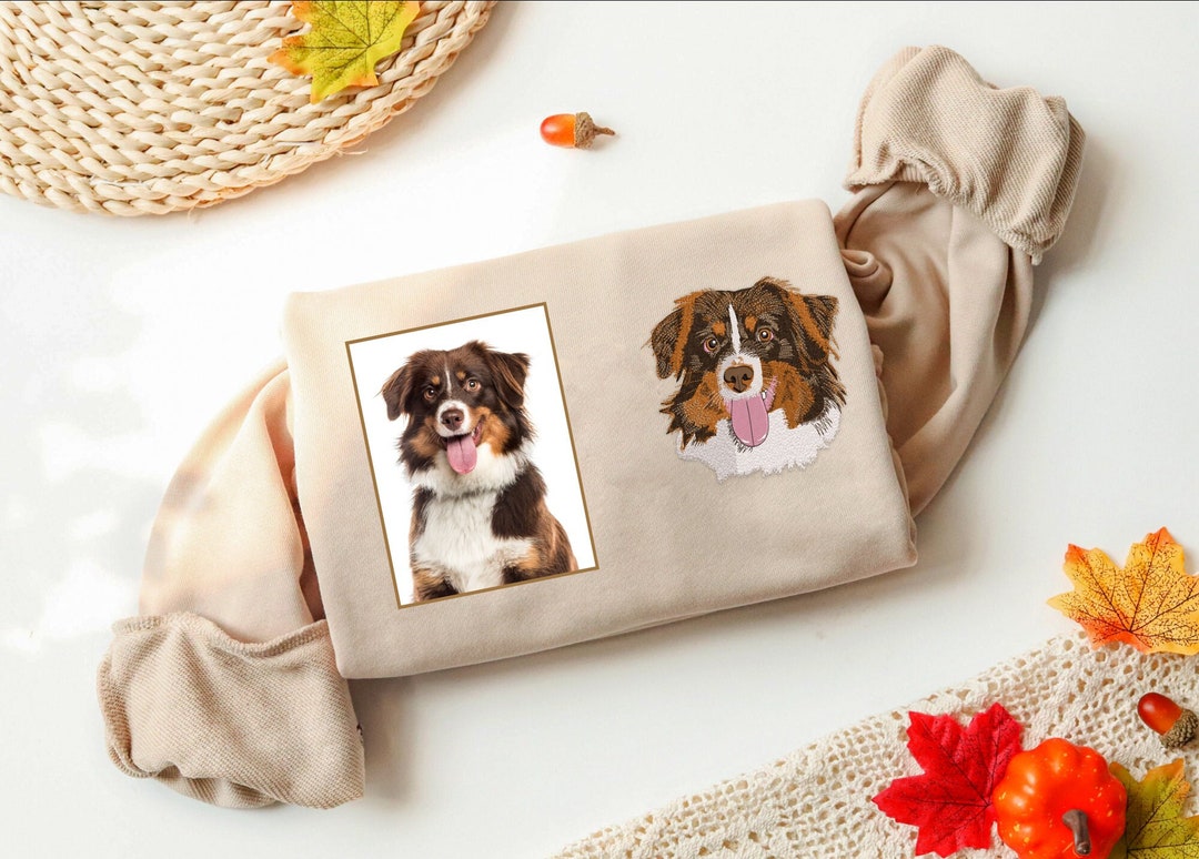 Custom Embroidered Pet Portrait Sweatshirt, Custom Dog Face Hoodie From ...
