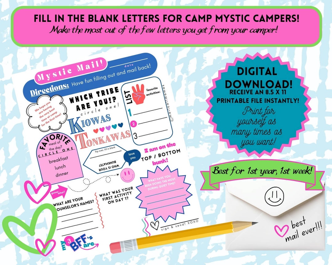 QUESTIONNAIRE LETTER FUN Fill in the Blank Template - Camp Mystic Girls ...