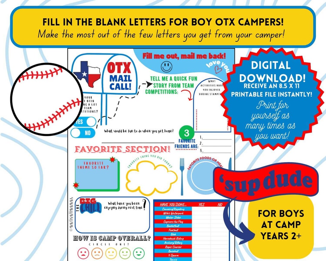 Questionnaire Letter Fill in the Blank Camp Letter Camp OTX Year 2 ...