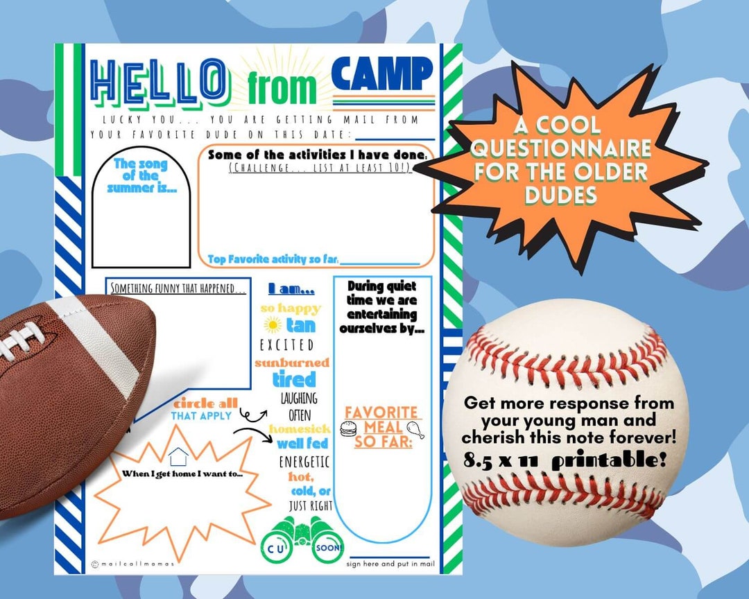 COOL QUESTIONNAIRE Fill in the Blank Template for Older Boys. Any Camp ...