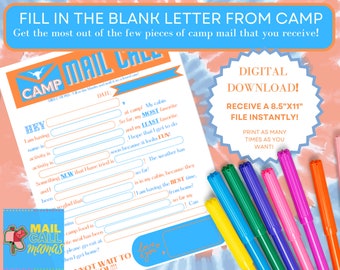 Fill in the Blank Template Boy Summer Camp Digital Download Letter All ...