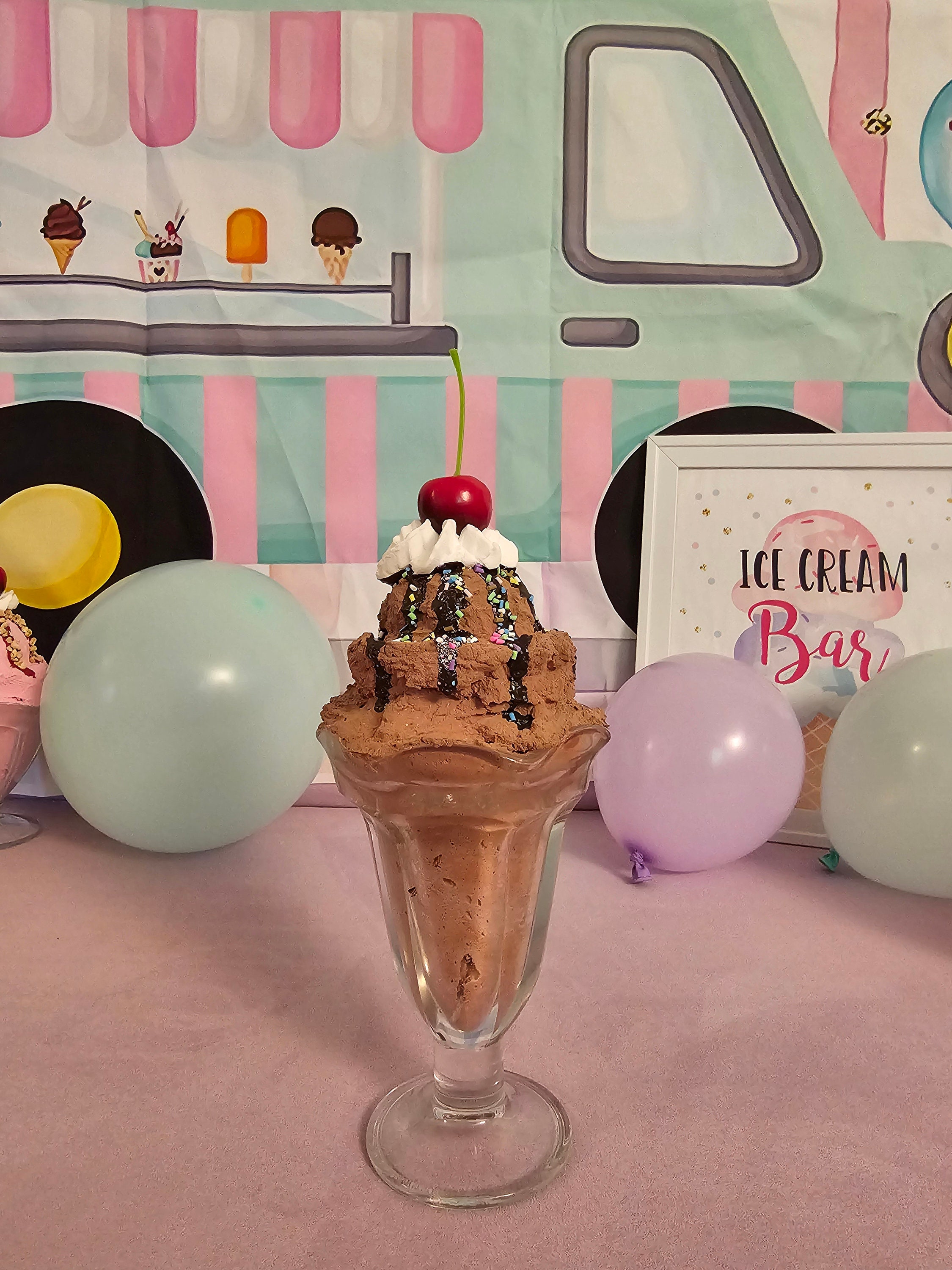 Chocolate Faux Ice Cream Sundae Centerpiece Ice Cream Bar Sock Hop Fake ...