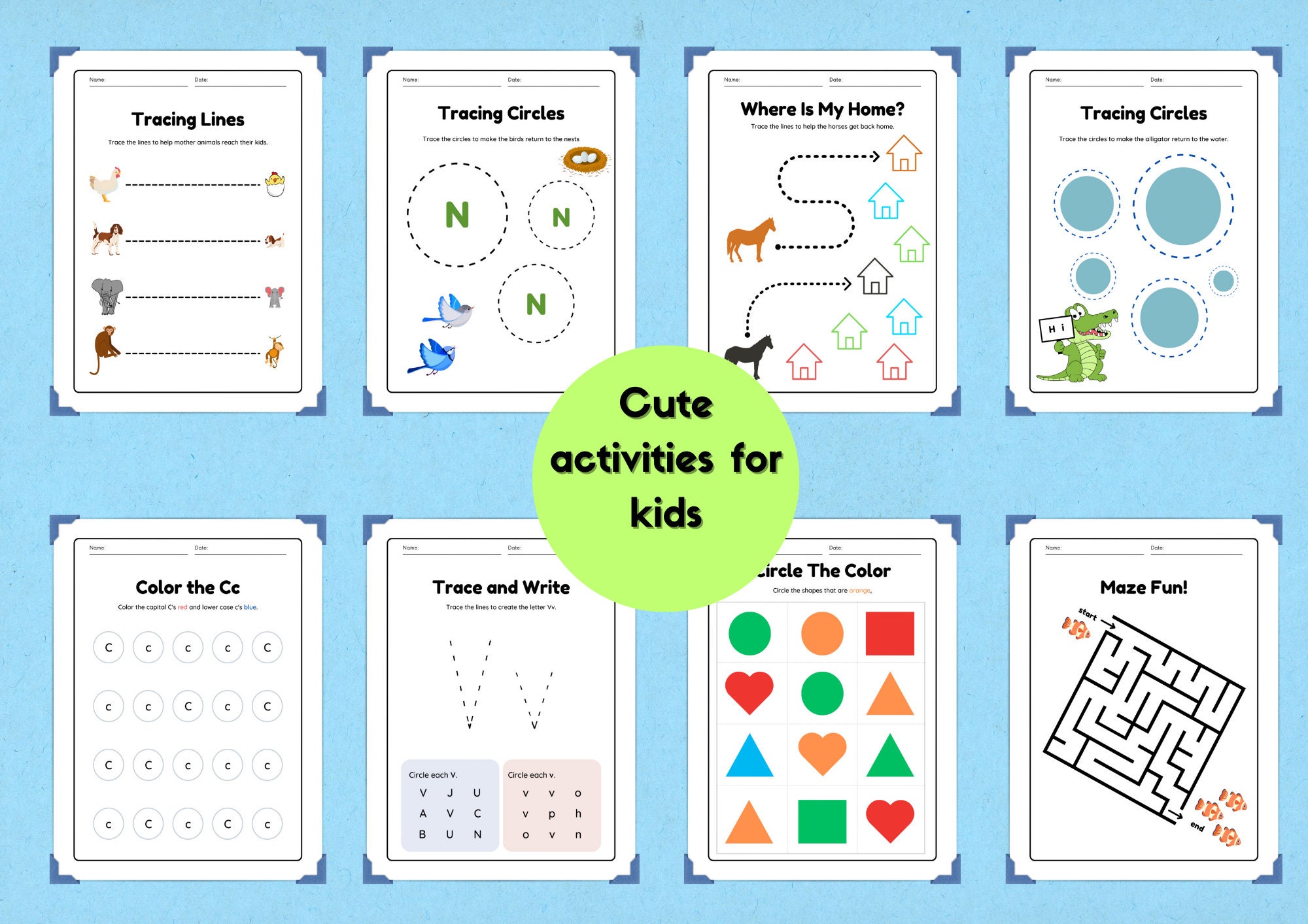 Printable Worksheets for Kids Coloring and Educational Instant Download ...