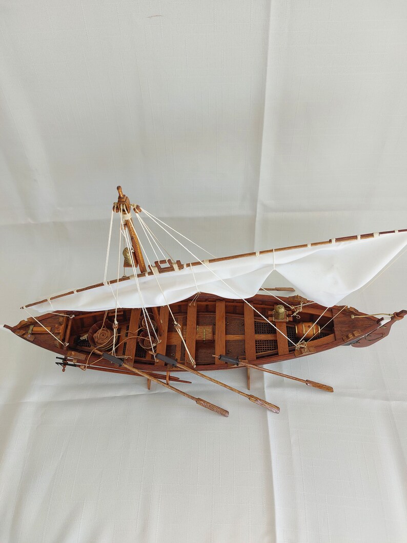 Whaling Boat Model, Handcrafted Wooden Ship Model, Nautical Decor for ...